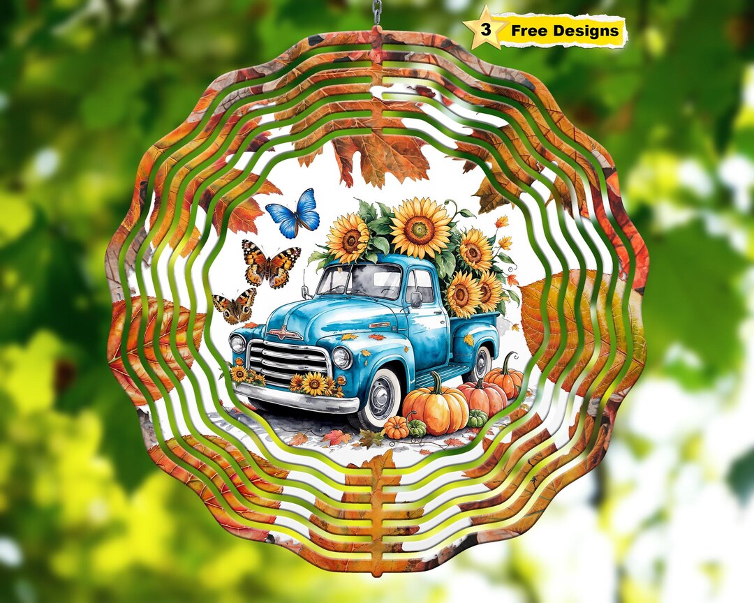 Vintage Farm Truck Wind Spinner PNG: Fall Sublimation Design (digital ...
