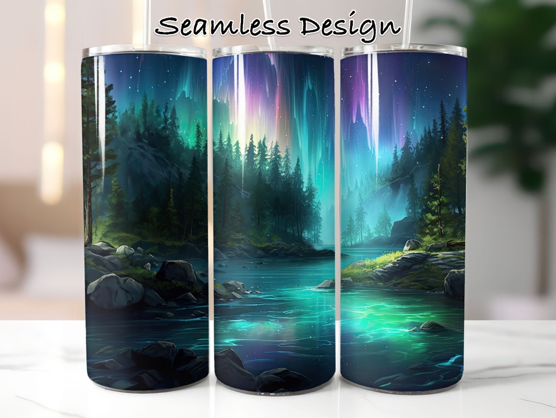 Northern Lights Seamless Tumbler Wrap for 20 Oz Skinny Tumbler PNG ...