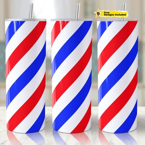 Barber Pole Wrap 20oz Png Barber Sublimation Png Red White & Blue Stripes Seamless Sublimation ...
