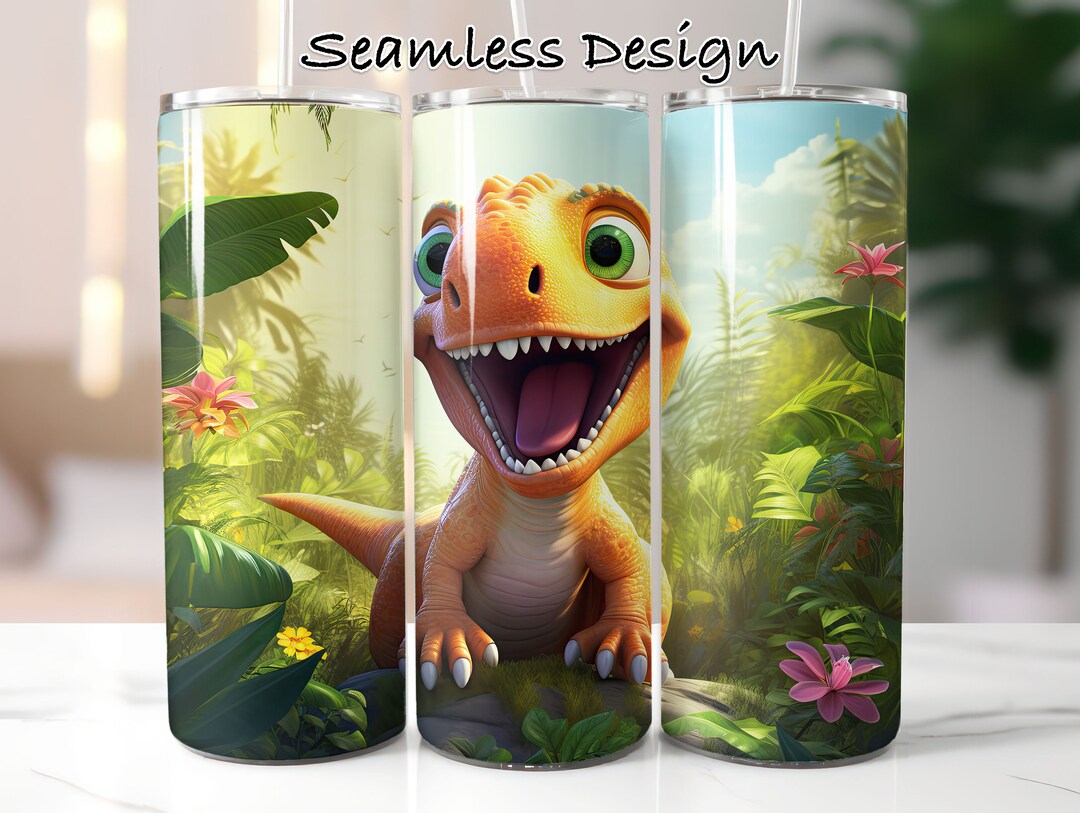 3D Baby T-rex With Big Eyes Tumbler Wrap for 20 Oz Skinny Tumbler | PNG ...