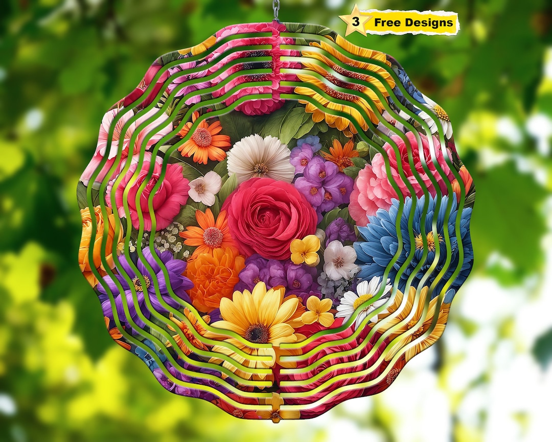 Flowers Wind Spinner PNG Colorful Wind Spinner Sublimation Design 2D ...