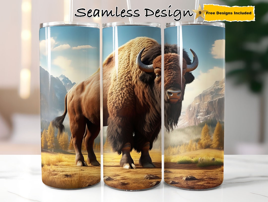 Bison Tumbler Wrap: 20oz Skinny Tumbler Sublimation Design (PNG Digital ...