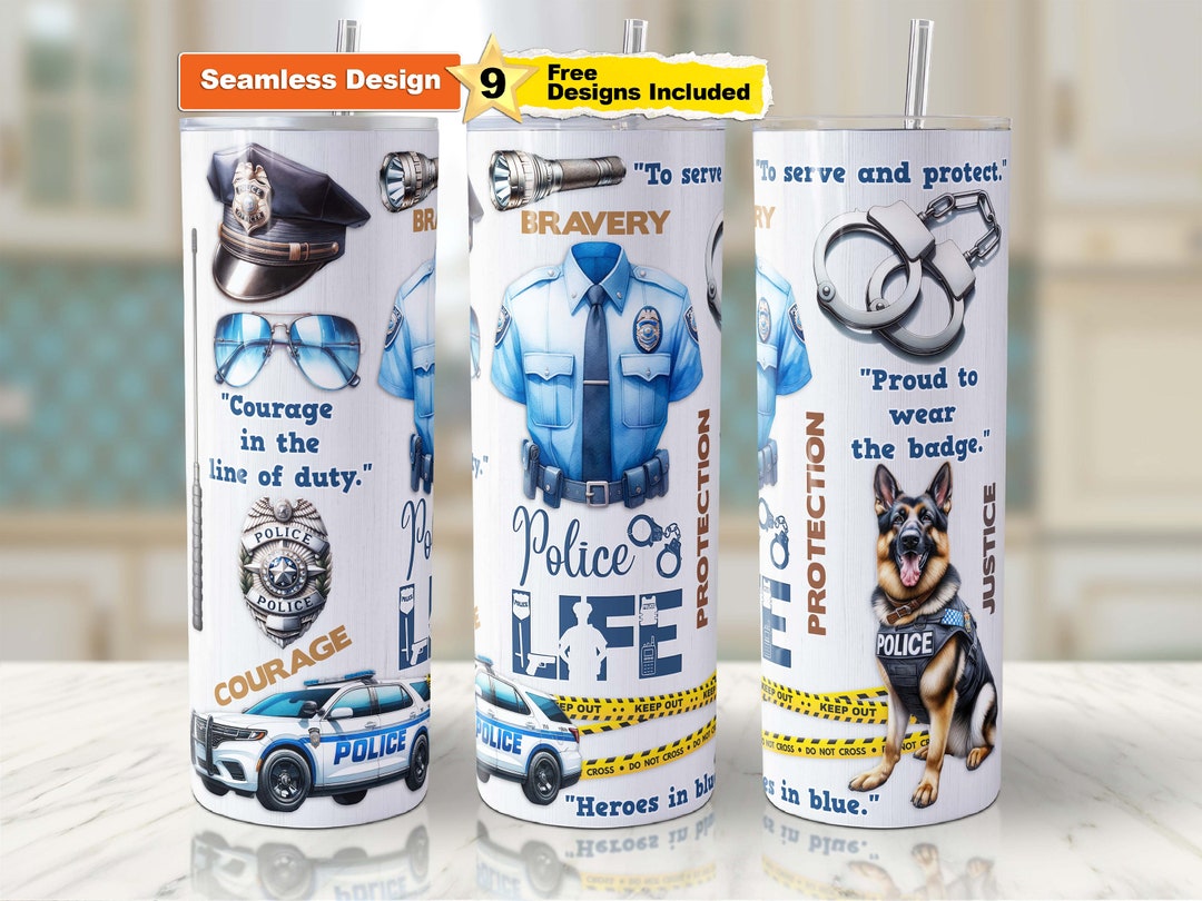 Police Life 20oz Skinny Tumbler Sublimation Designs Police Tumbler Png ...