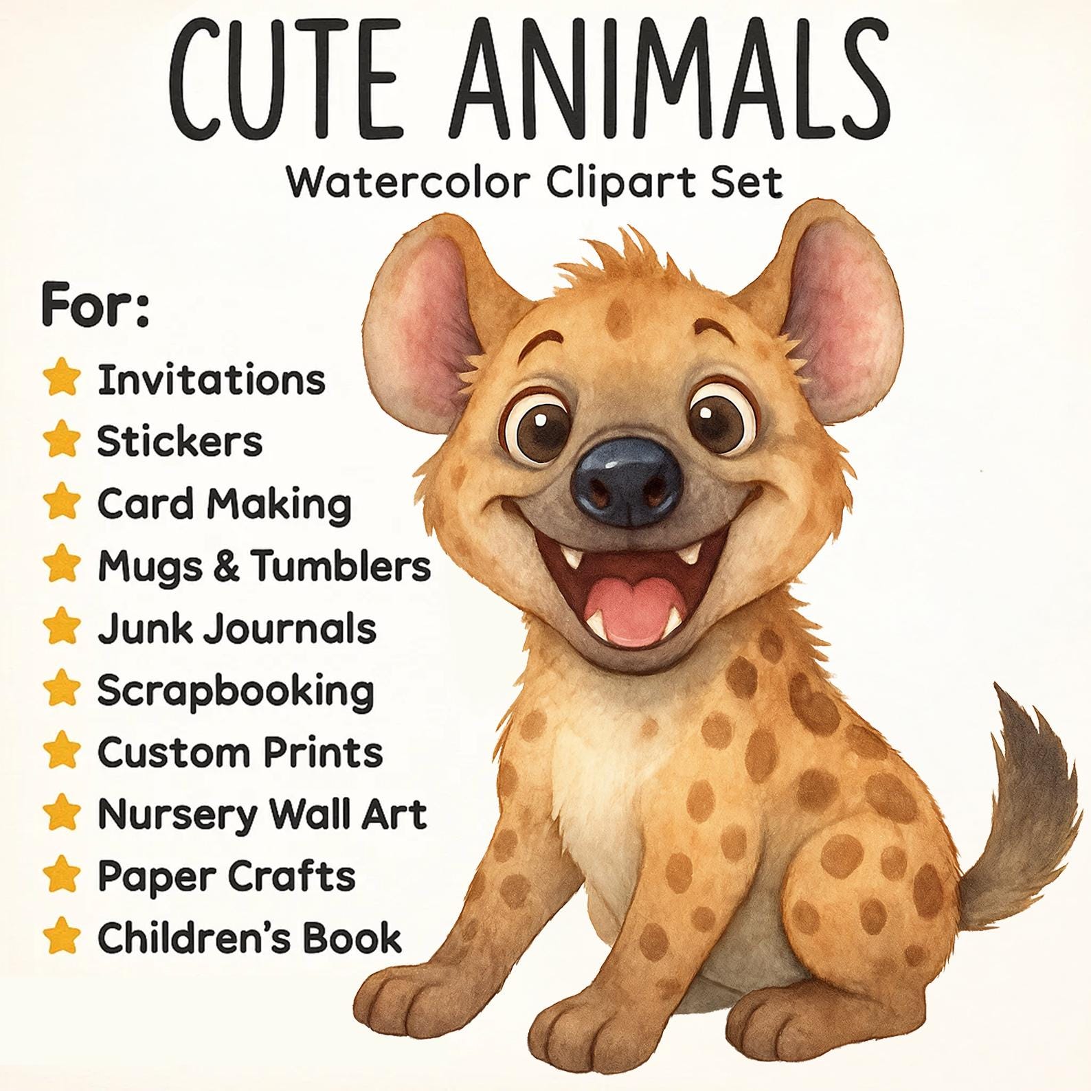 Watercolor Cute Animals Clipart 104 Cute Animal PNG Watercolor Animals ...