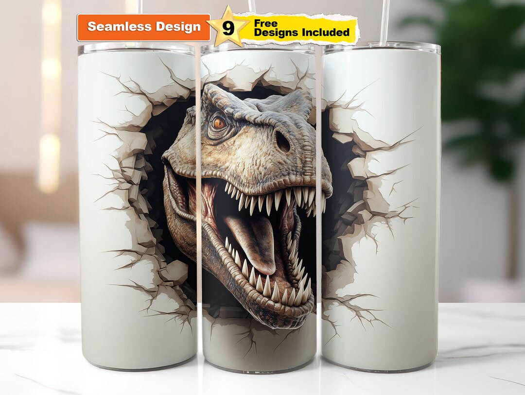 3D T-rex Tumbler Wrap: Dinosaur Sublimation Design (digital File) - Etsy