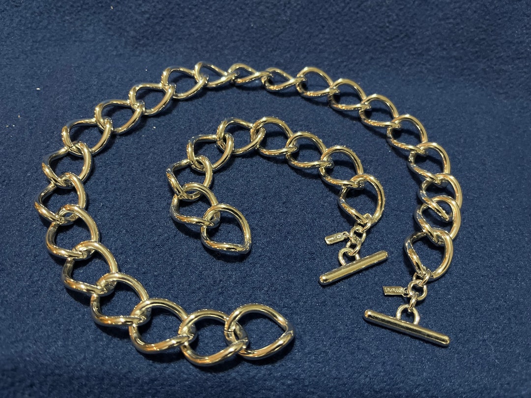 Vintage Monet Curb Link Toggle Clasp Necklace -bracelet Set - Etsy