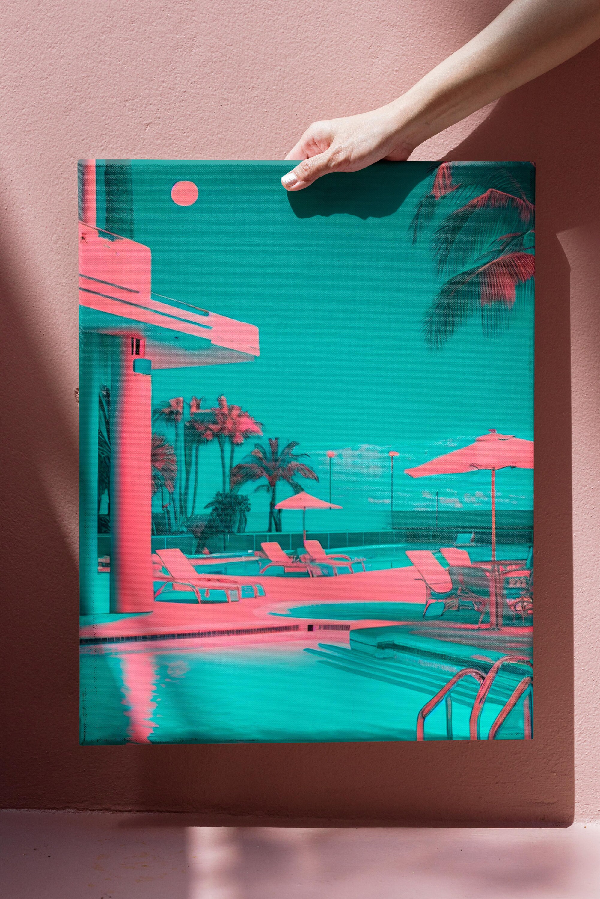 Retro Diffuse Digital Pool Print, Pastel Colored Poster, Colorful ...