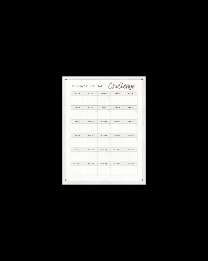 30 Day Self Challenge Template With Example | Printable Worksheet ...