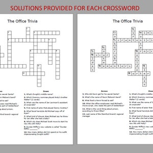 The Office Crossword Puzzle Bundle | 5 Unique Puzzles & Solutions | Fun ...