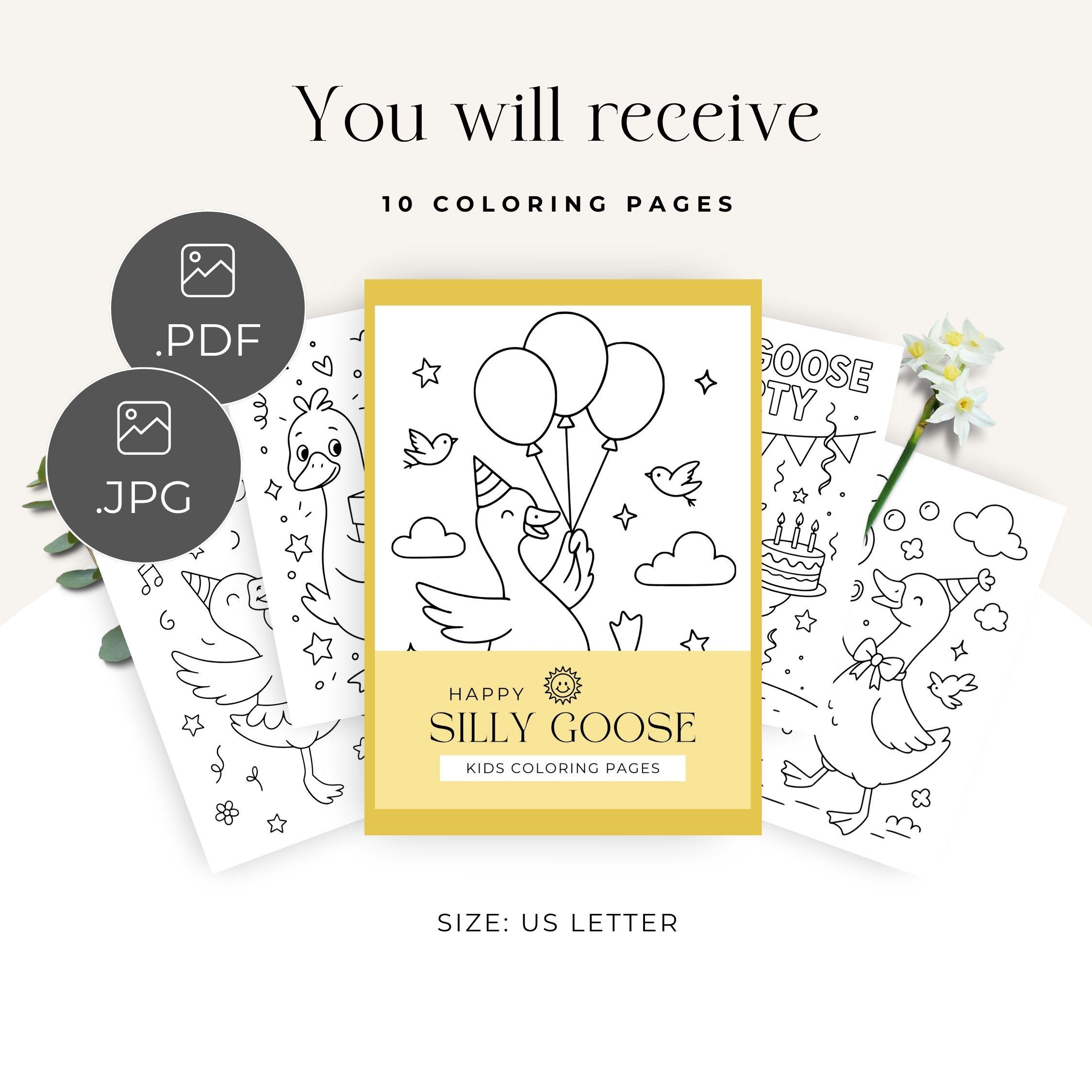 Silly Goose Coloring Pages for Kids – 10 Printable Fun & Happy Goose ...