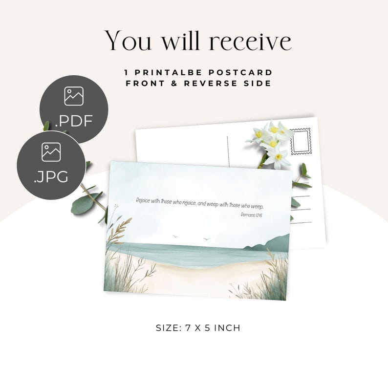 Bible Verse Greeting Card, Scripture 7x5 Postcard, Christian Faith ...