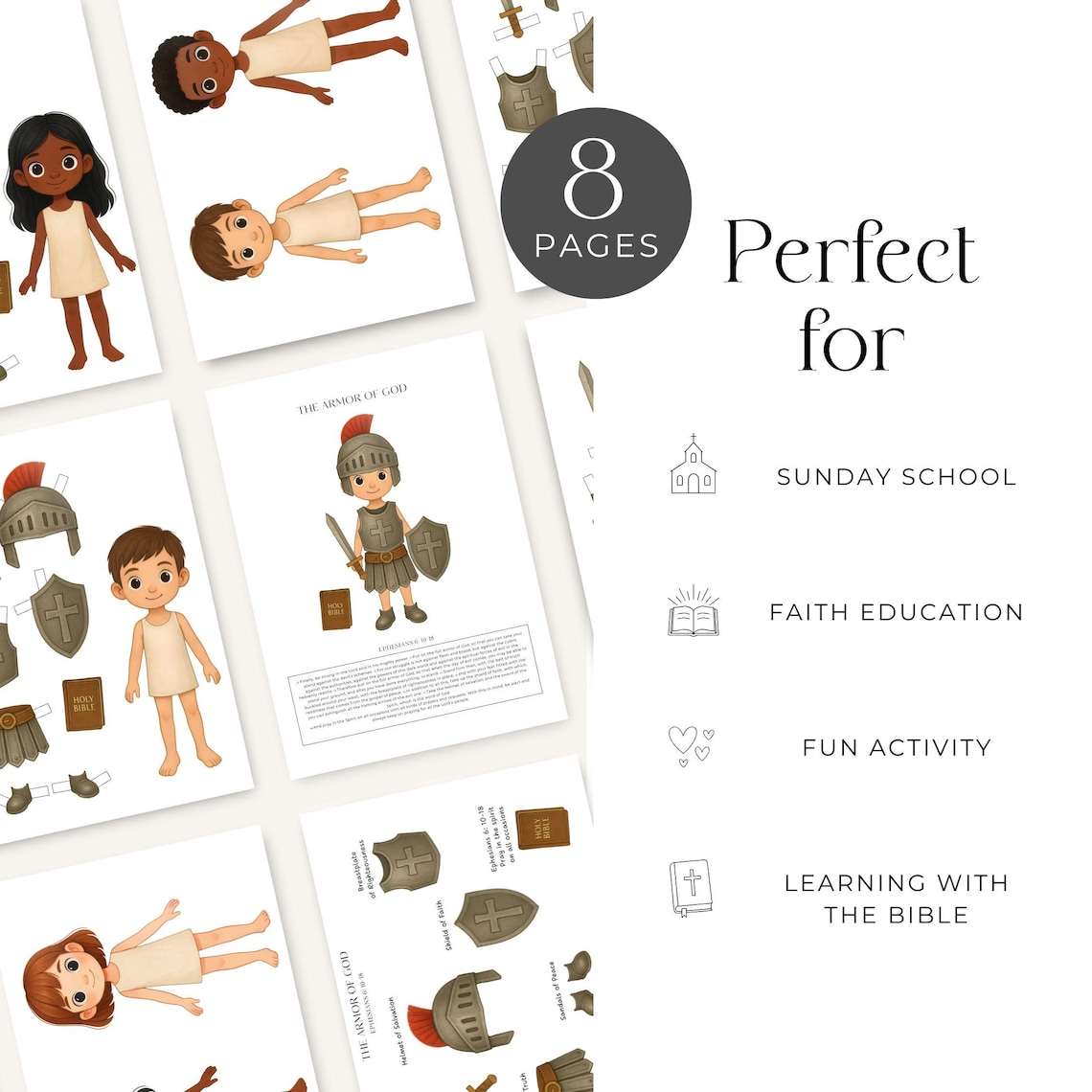 Armor of God Paper Dolls, Christian Activity for Kids – 8 Printable ...