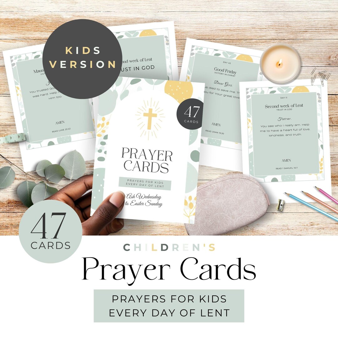 Easter Prayer Cards for Kids, 47 Every Day Prayer for Lent and Holy ...