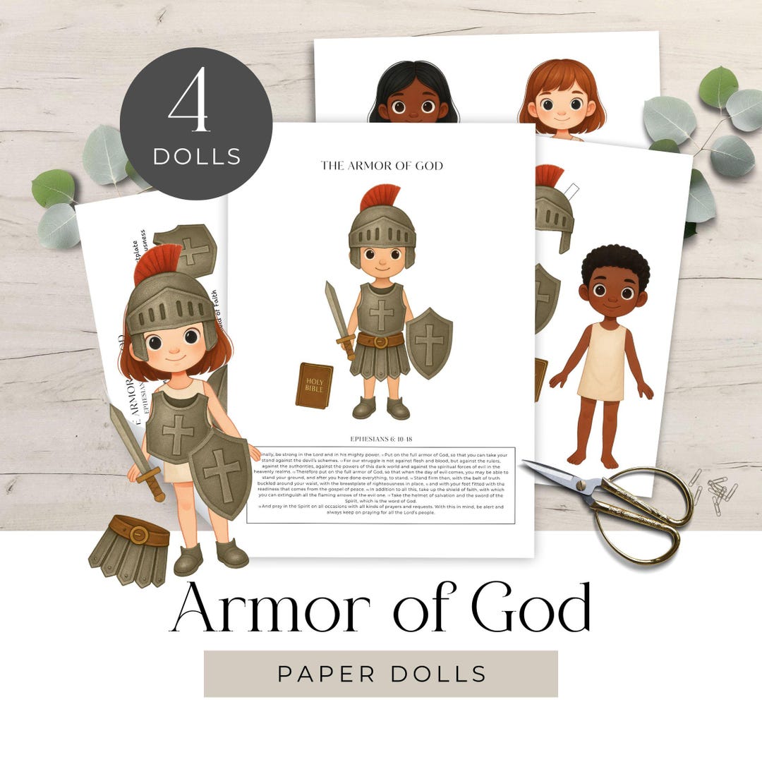 Armor of God Paper Dolls, Christian Activity for Kids – 8 Printable ...