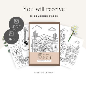 At the Ranch Coloring Pages for Kids and Adults – 10 Printable Sheets ...