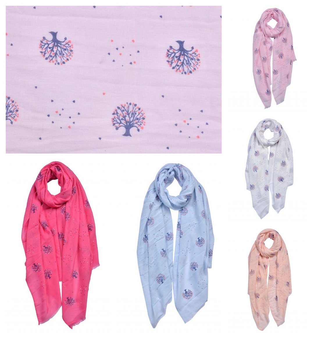 Ladies Colourful Tree of Life Print Scarf Head Neck Women Shawl Scarves ...