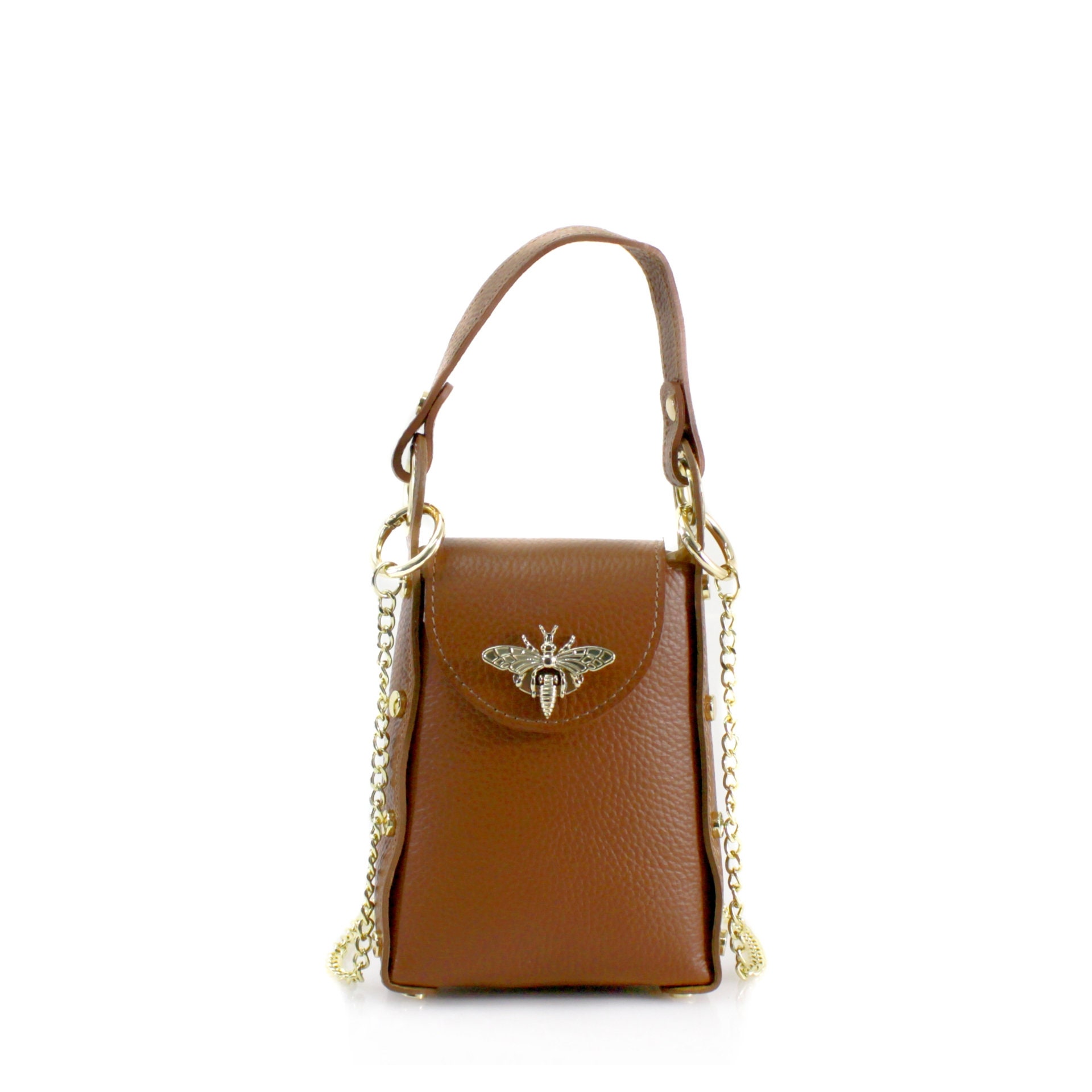 Studded Sides Women Single Grab Handbag Bee Emblem Across Shoulder ...