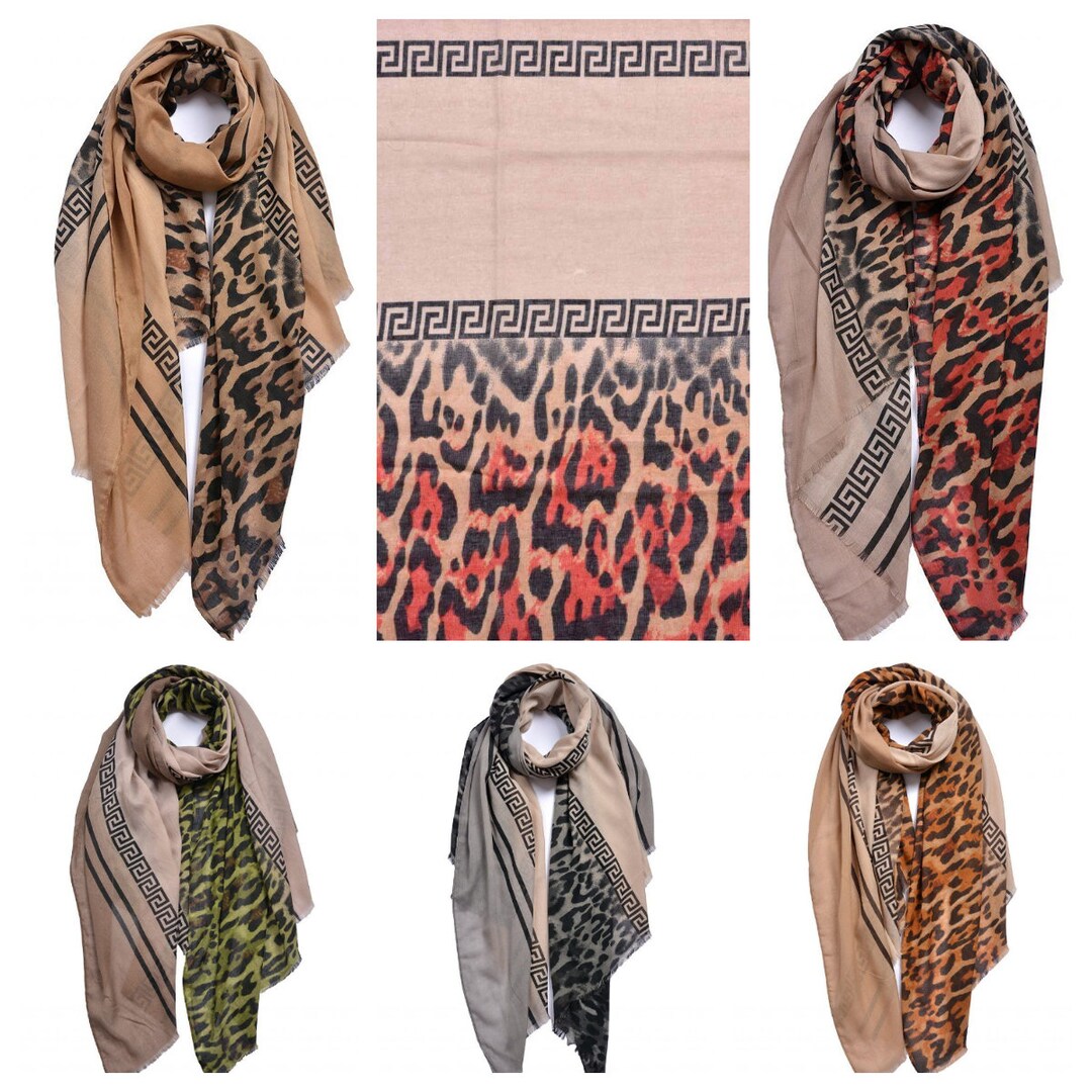 Half Side Leopard Print Women Scarves Neck Shawl Wrap Ladies Scarf 6678 ...