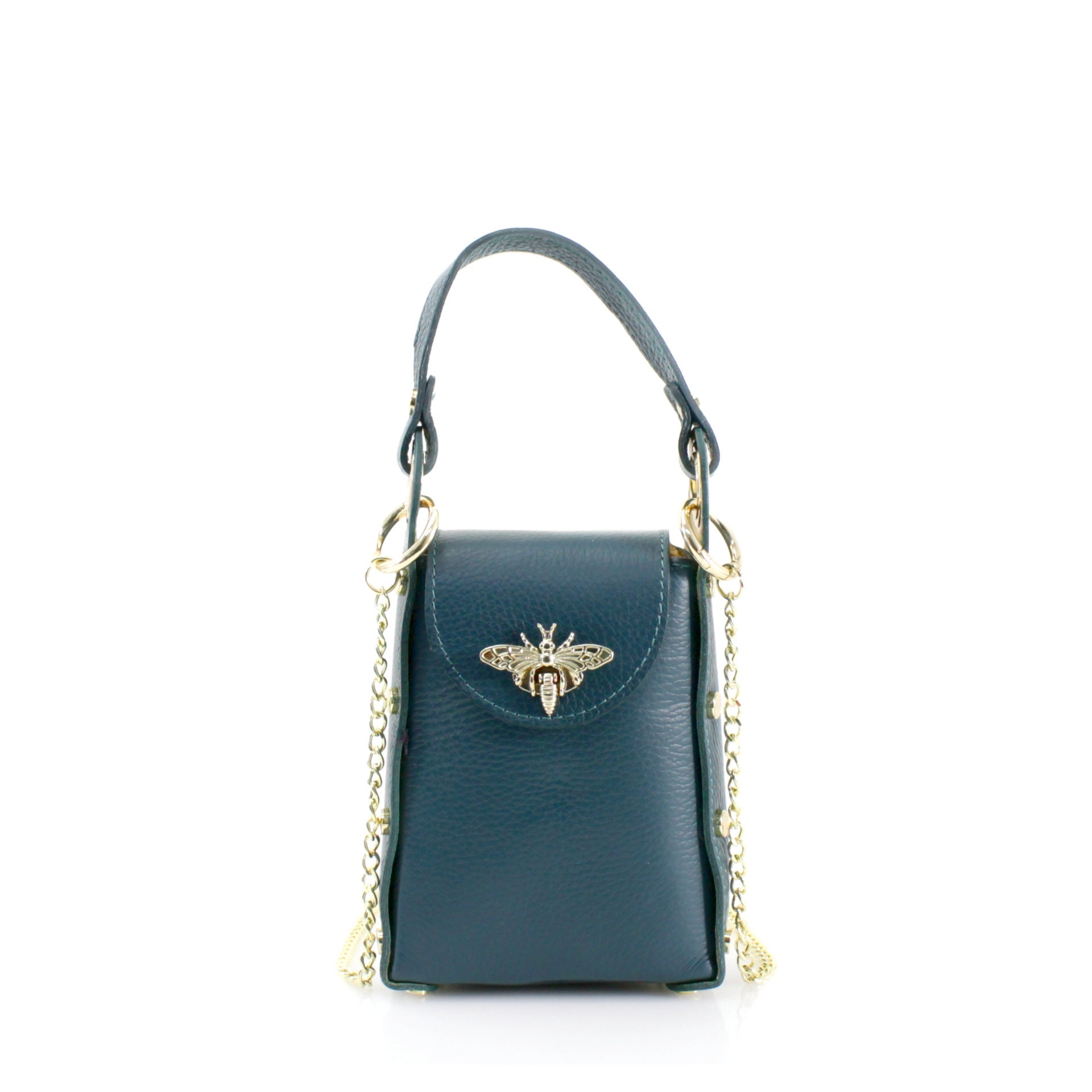 Studded Sides Women Single Grab Handbag Bee Emblem Across Shoulder ...