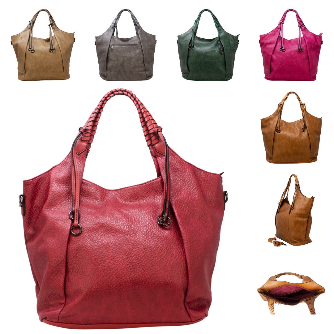 Ladies Tote Braided Handles Twin Ring Tassels Women Shopper Shoulder ...