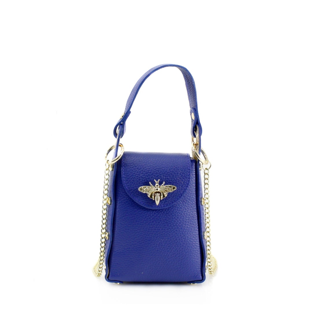 Studded Sides Women Single Grab Handbag Bee Emblem Across Shoulder ...