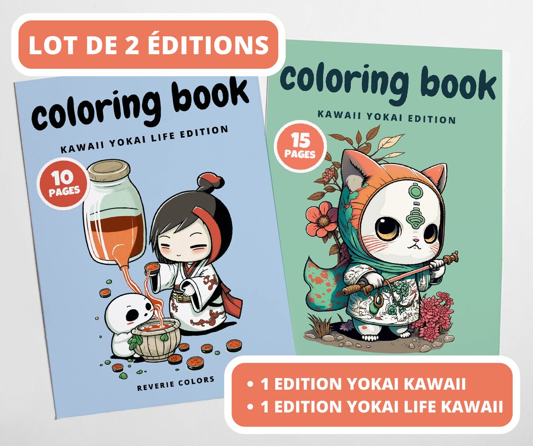 Coloring Book Yokai Life Edition Bundle Yokai Kawaii Edition 25 Pages to Print PDF by REVERIE ...
