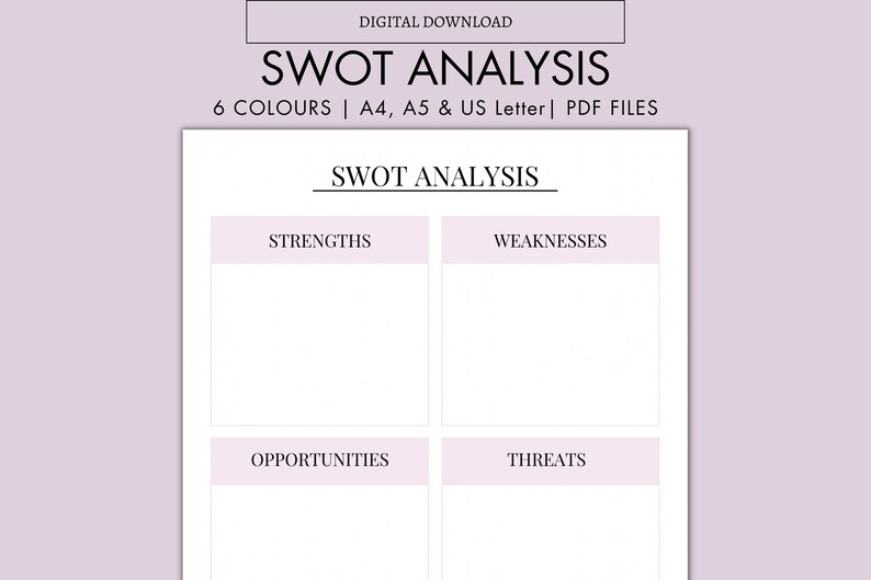 SWOT Analysis Printable Swot Analysis Sheet Business SWOT - Etsy