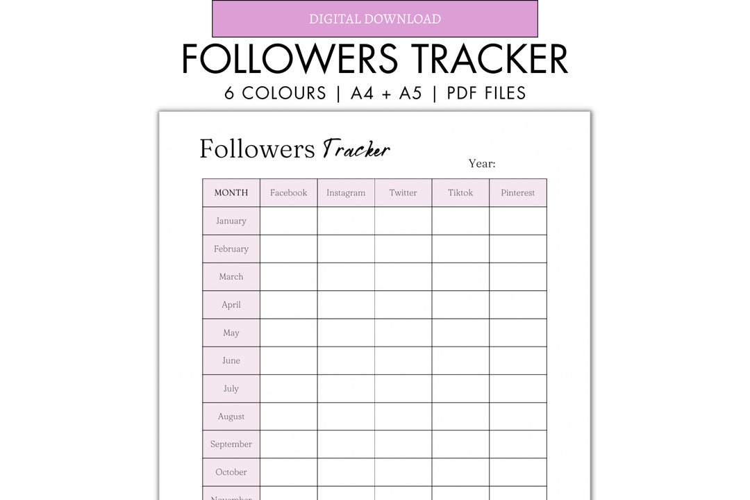 Followers Tracker Printable Social Media Planner Business - Etsy