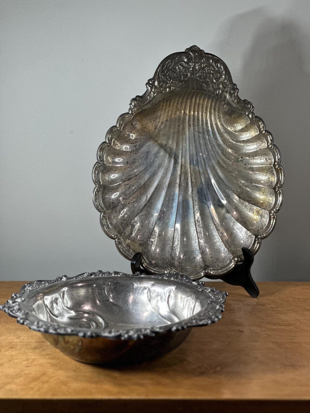 Silver Serving Bowl Clam Shell Ornate ~ Vintage Silverplate - Etsy