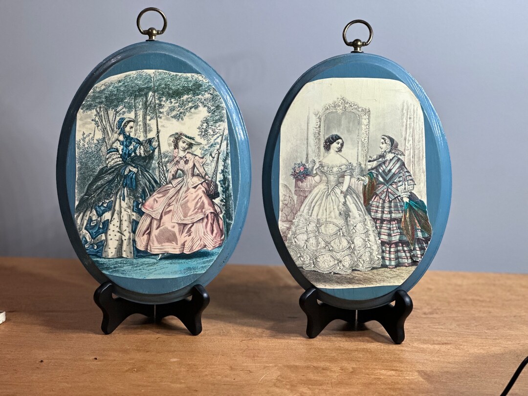 Vintage Handmade Decoupage Plaque Set of 2 ~ Victorian Ladies - Etsy