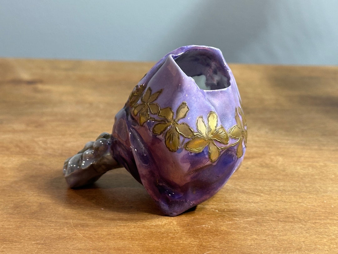 Antique Limoges Tussie Mussie ~ Nosegay ~ Hand Held Vase ~ Purple and ...