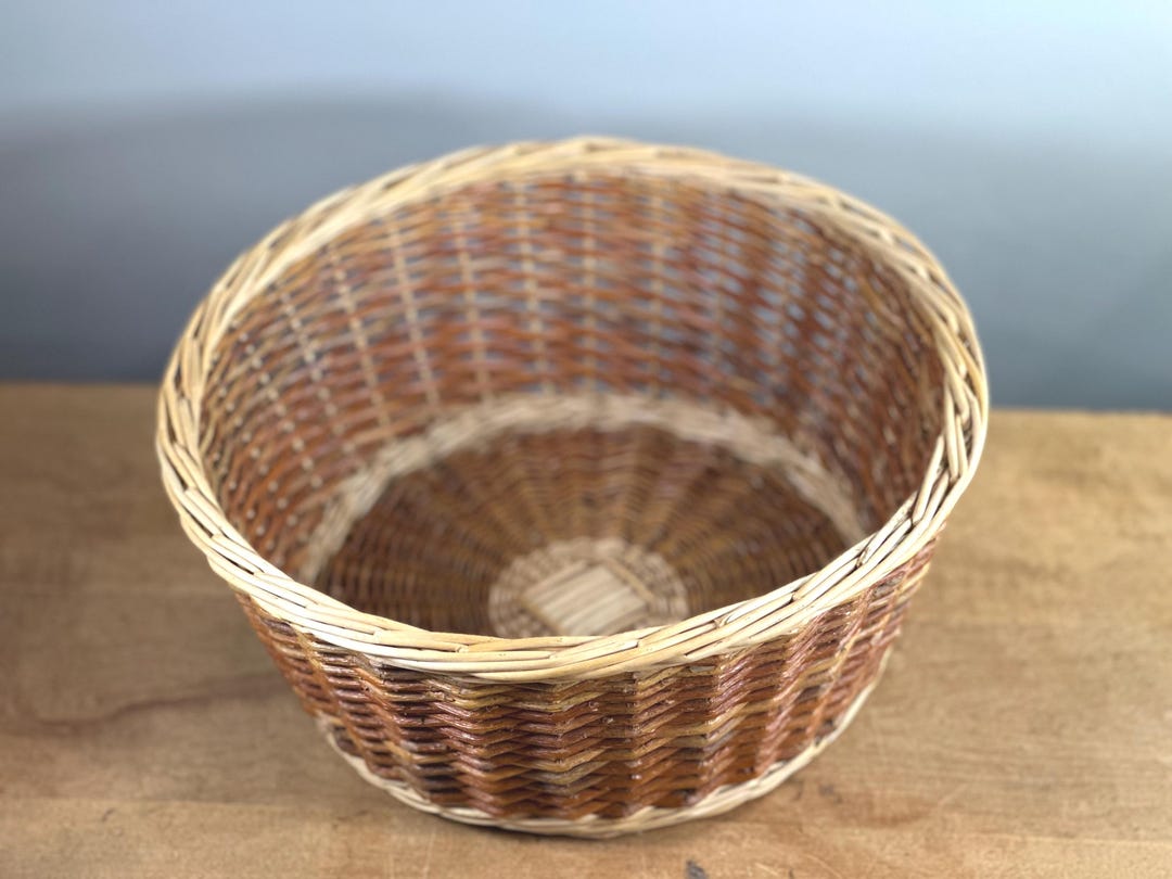 Vintage Basket Round Grapevine Storage Market ~ 2 Tone - Etsy