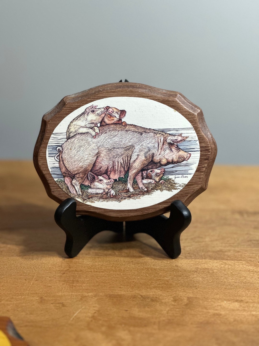 Pig and Piglets ~ Lynn Bean Print Decoupage ~ Vintage - Etsy
