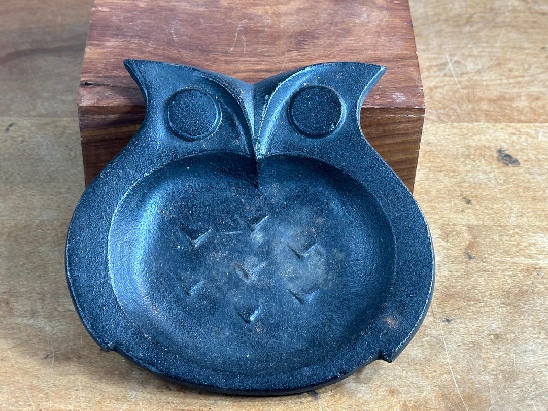 Vintage Cast Iron Owl Ashtray or Incense Burner ~ MCM ~ Japanese Nambu ...