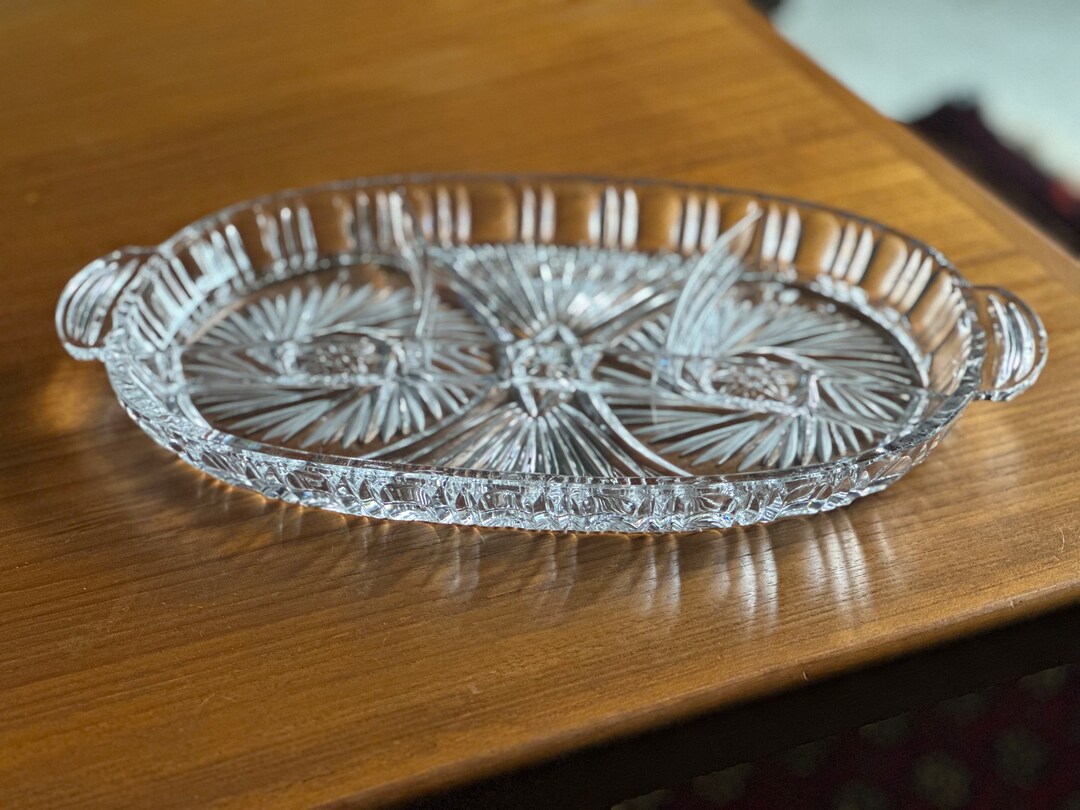 Large Cut Glass Crystal / Divided Dish / Vintage / Relish / Charcuterie ...