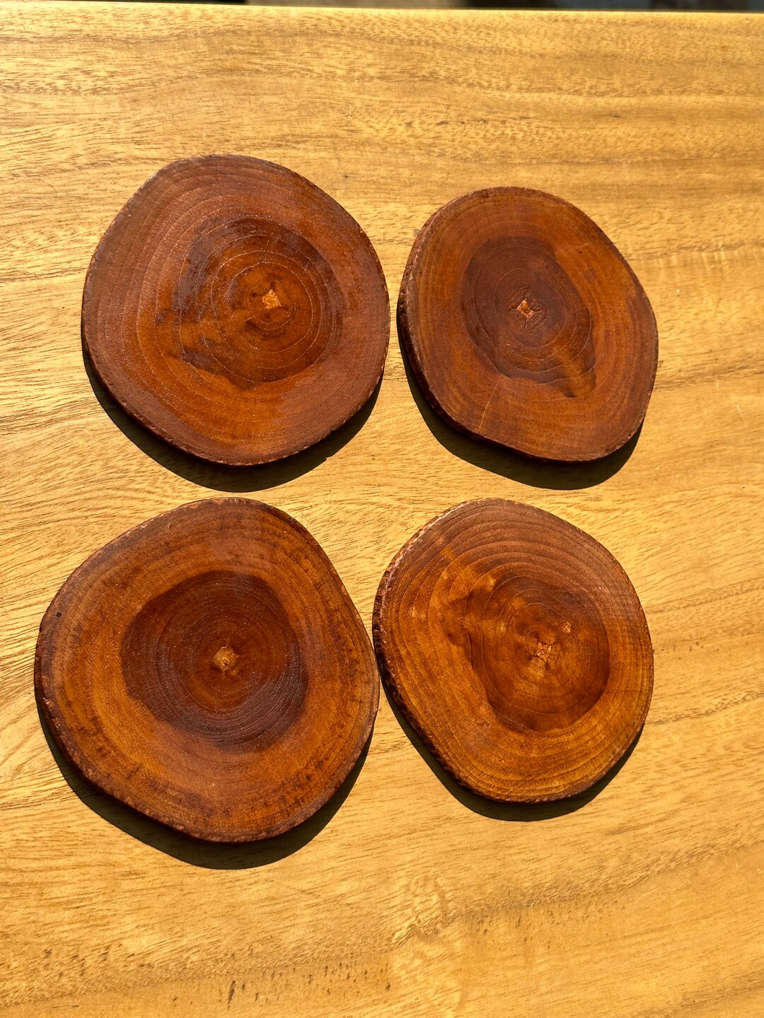 Hand Cut Coasters ~ Wood ~ Branch Slices ~ Vintage ~ Set of 4 ~ Diy ...