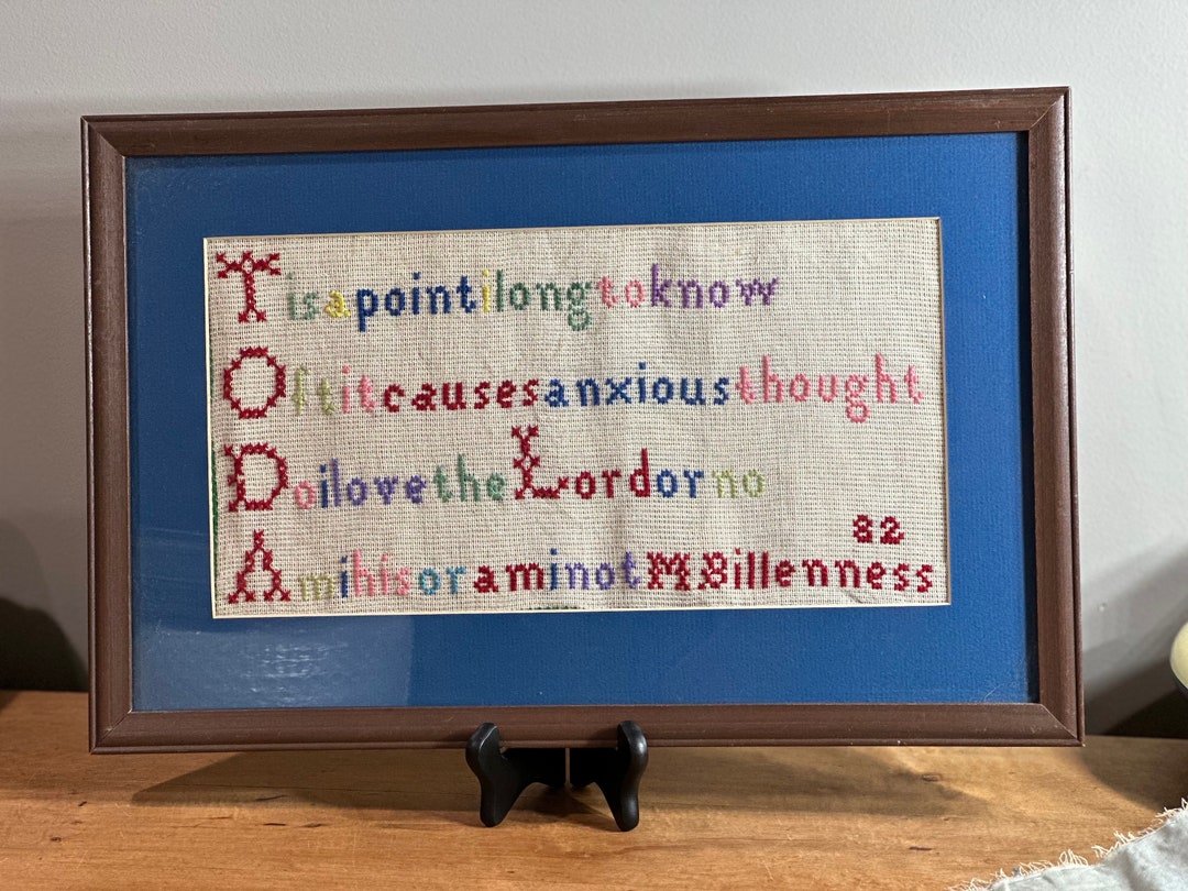 Antique Victorian Rainbow Sampler ~ 1882 ~ Religious Hymn ~ Lovest Thou ...