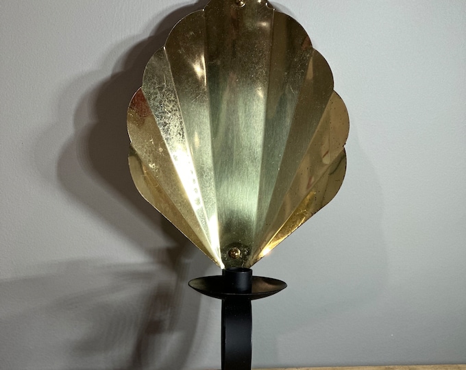Vintage Oversized Brass Reflector Wall Candle Sconce ~ Shell - Etsy