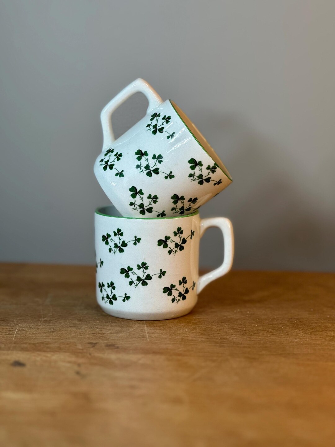 Vintage Clover Mug Carrigaline Pottery Made in Ireland ~ Pair - Etsy