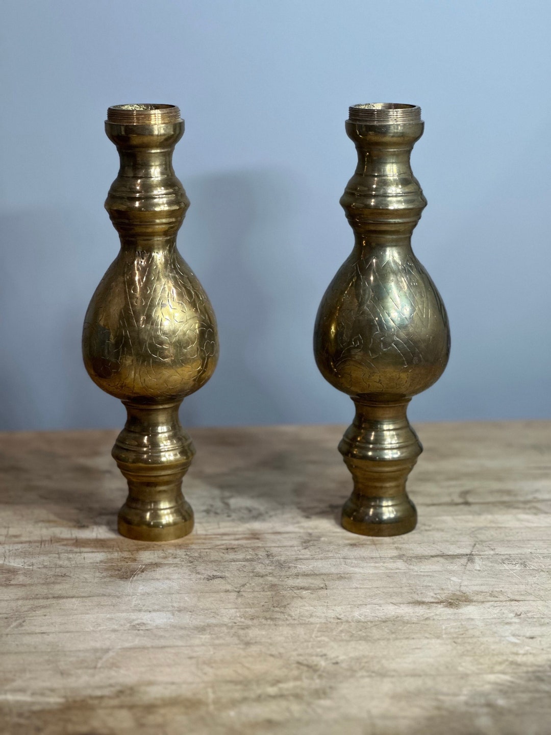 Vintage Brass Lamp Spacers ~ Set of 2 ~ 10 Inches Tall ~ Industrial Art ...