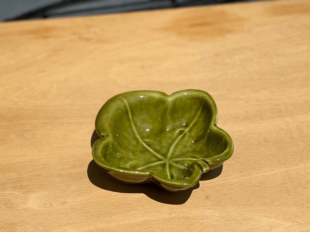 Vintage California Pottery ~ Leaf Bowl ~ Green ~ Belmar 850 USA ~ Dish ...