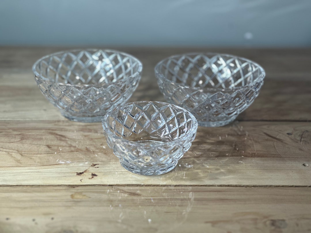 Lenox Full Lead Crystal Bowls ~ Set of 3 ~ Two Sizes 5” and 3.5 ...