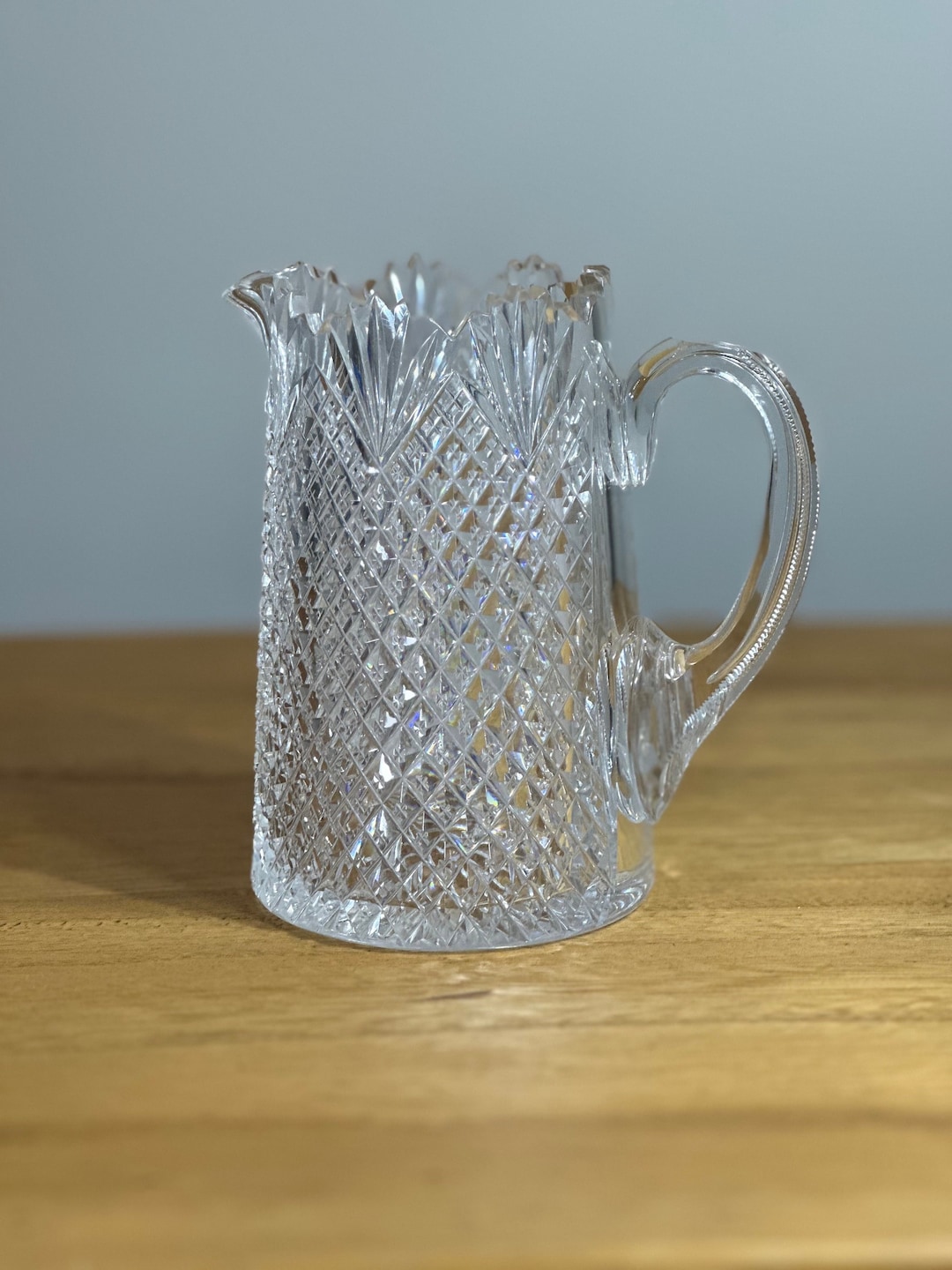 Vintage American Brilliant Cut Glass Pitcher ~ Tankard Style ...