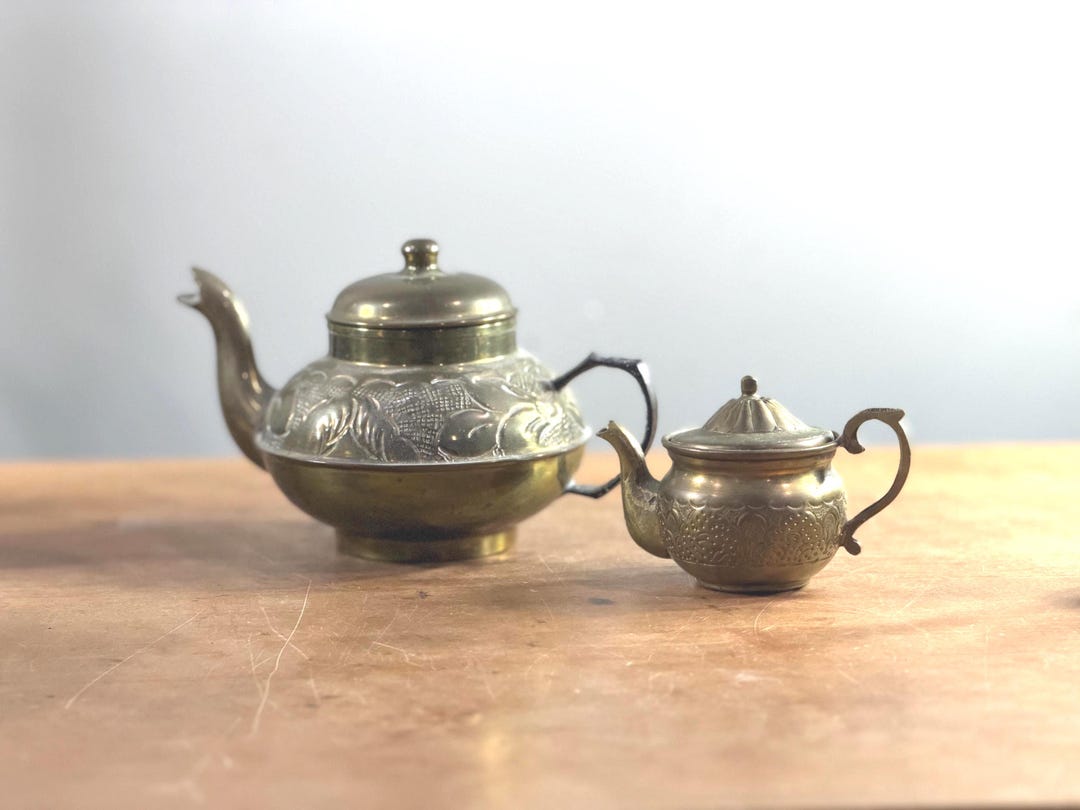Vintage Etched Miniature Teapots ~ Aged With Patina - Etsy