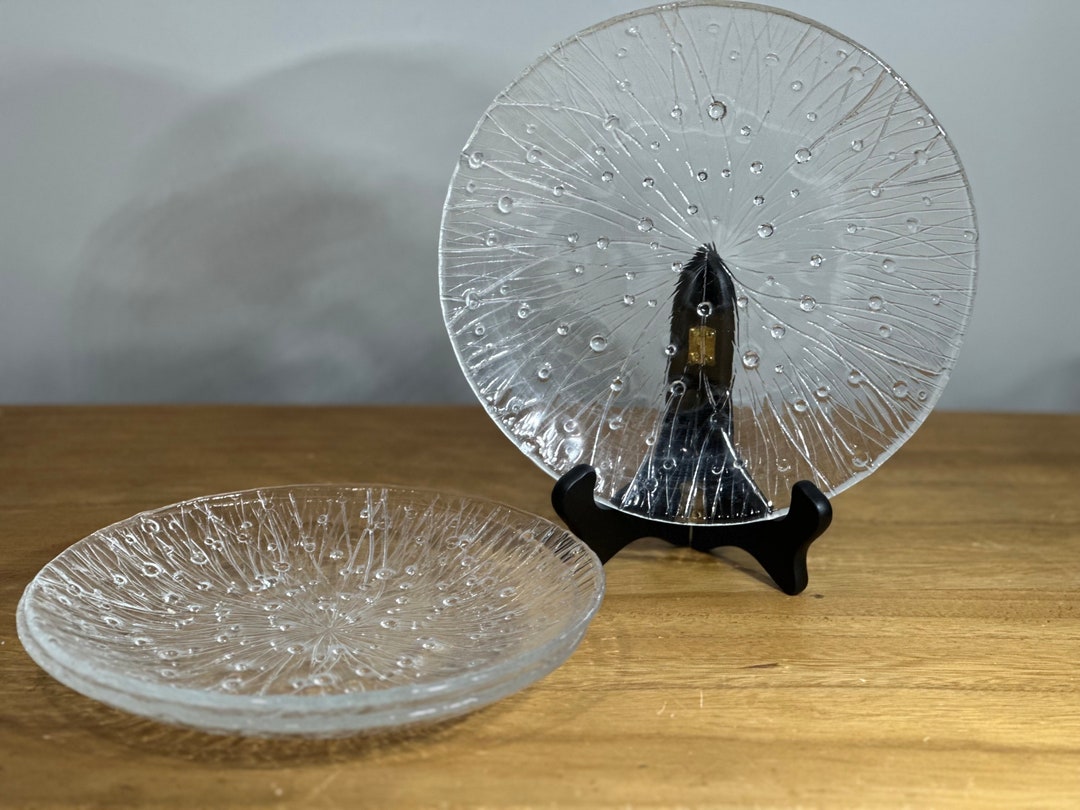 Set of 3 Vintage Glass Plates ~ Dew Drops on Grass ~ Selezione IVV ...