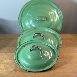 Vintage Green Enamel Pot Lids 7" 8" 9" - Etsy