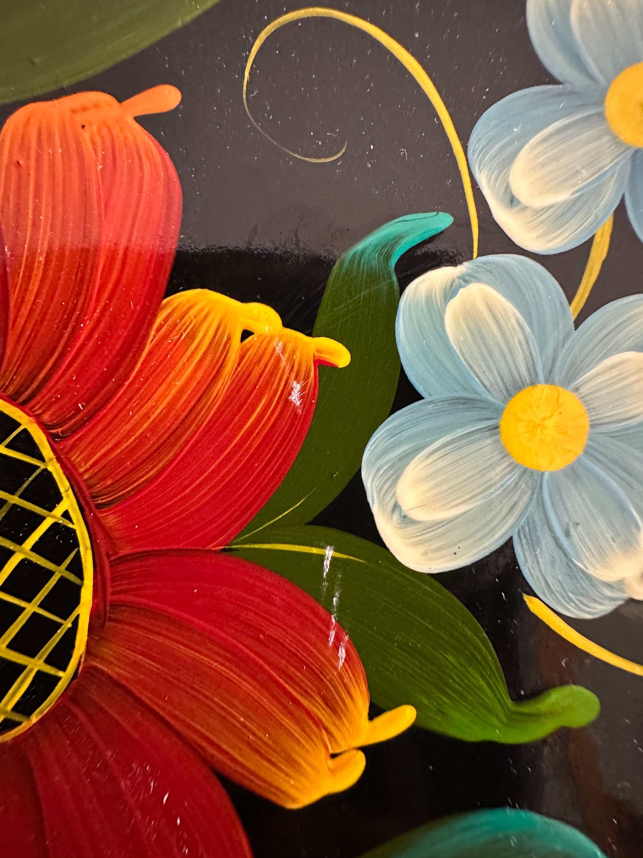 Hand Painted Paper Mache / Floral Decorative Plate / Lacquer / - Etsy