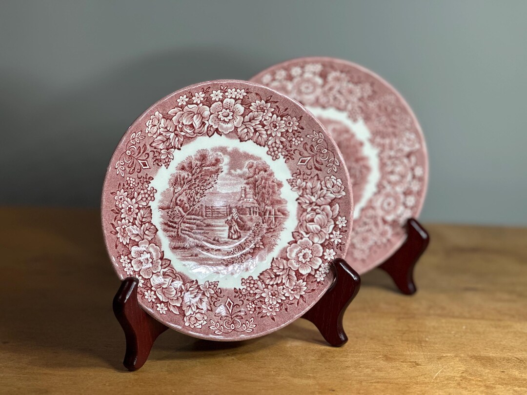 Vintage Transferware British Anchor Memory Lane Pattern ~ Red & White ...