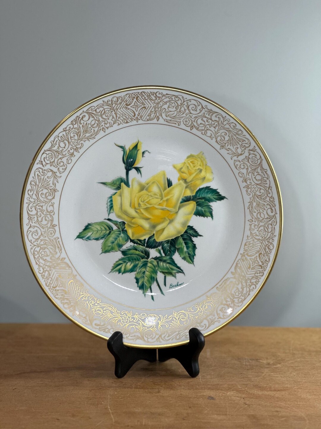 Yellow Rose Platter ~ Edward Marshall Boehm Rose Plate Collection - Etsy