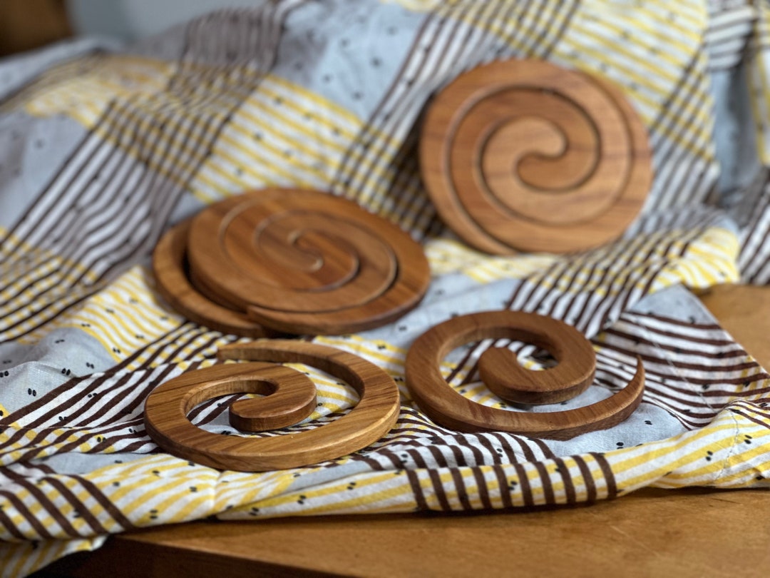 Set of 8 Spiral Teak Coasters Teak Wood - Etsy